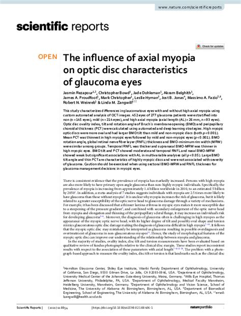 Pdf The Influence Of Axial Myopia On Optic Disc Characteristics Of