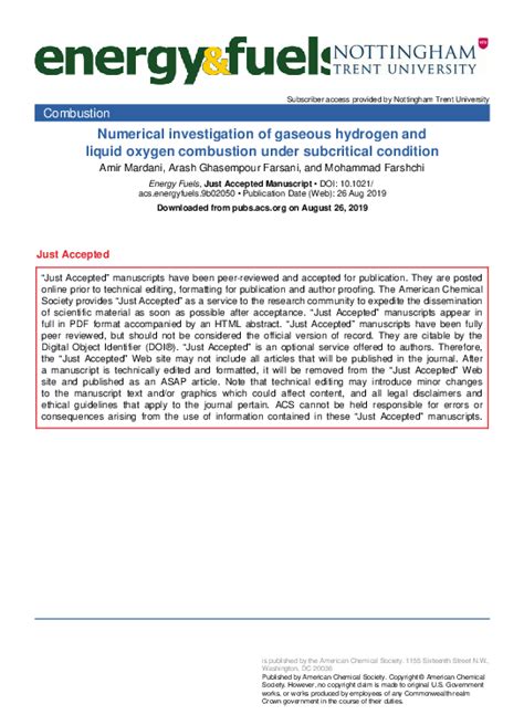 Pdf Numerical Investigation Of Gaseous Hydrogen And Liquid Oxygen