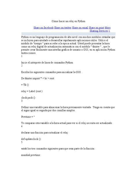Cómo Hacer Un Reloj En Python Pdf Métodos Y Materiales De Enseñanza Tecnología