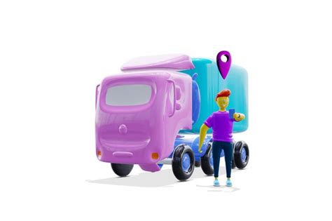 Premium Photo 3d Render Delivery Van With Geolocation Icon