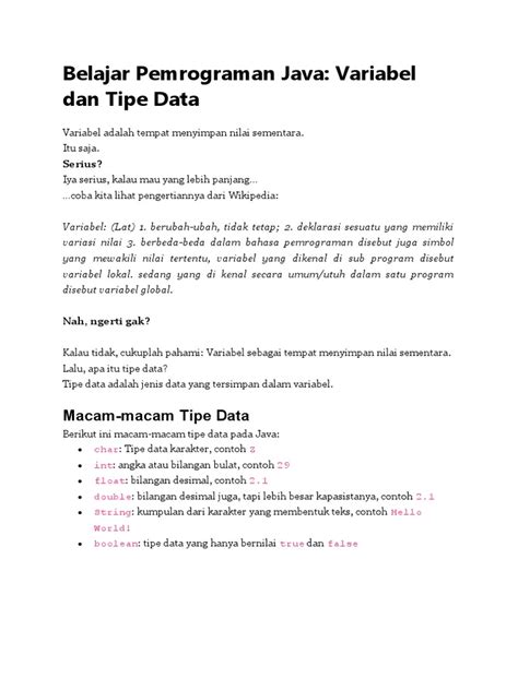 Tipe Data Dan Variabel Pdf Tipe Data Dan Variabel Pdf