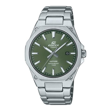 Casio Edifice Efr S108d 3avudf Green Analog Dial Silver Stainless Steel Strap Men S Watch Slim