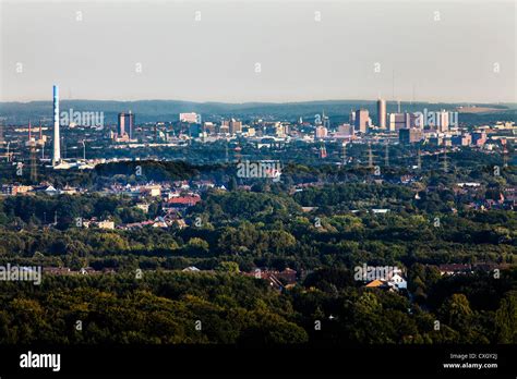 Skyline Of The City Of Essen Ruhr Area Essen Germany Europa Stock