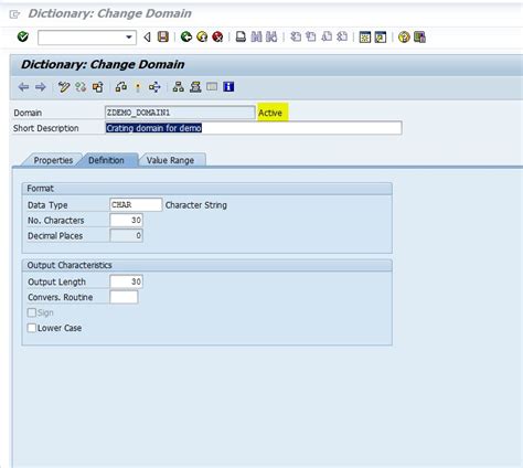 How To Create A Domain In SAP ABAP