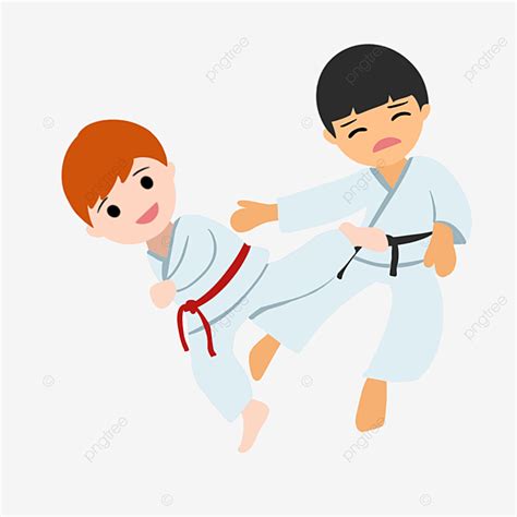 Hand Gezeichneter Taekwondo Sport Der Illustrator Tritt Kinder