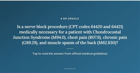 Is A Nerve Block Procedure Cpt Codes 64420 And 64421 Medically