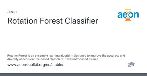 Rotation Forest Classifier Aeon 130 Documentation