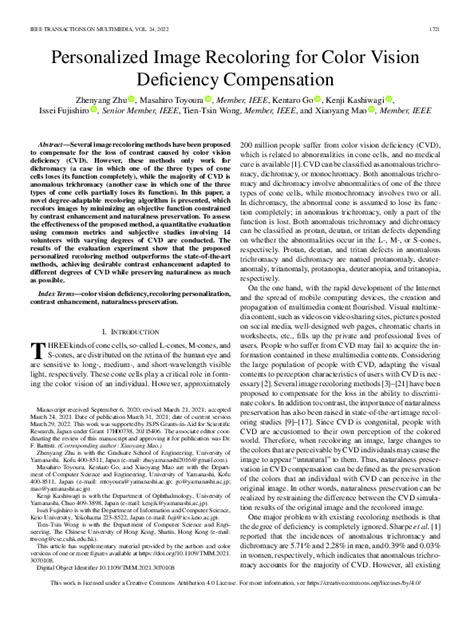 Pdf Personalized Image Recoloring For Color Vision Deficiency Compensation