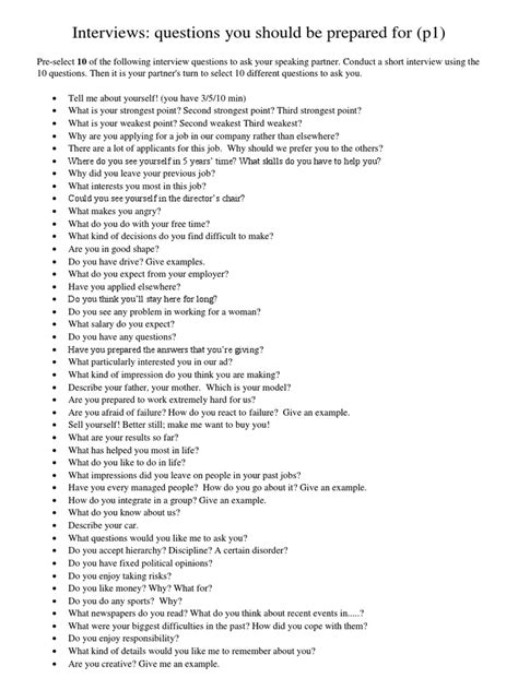 Interviews Questions You Should Be Prepared For Upp Int Download Free Pdf Cognition