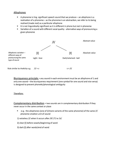 Allophone Notes Allophones A Phoneme Is Ling Significant Speech Sound That We Produce An