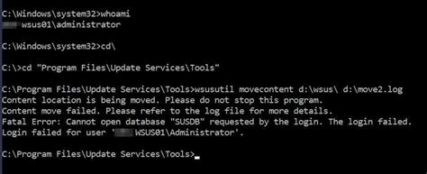 wsusutil cannot open database susdb login failed windows spiceworks community