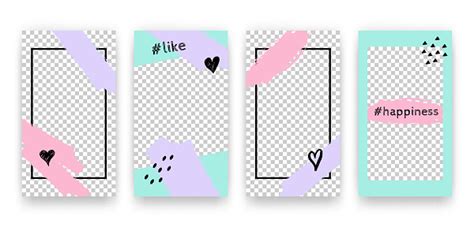 벡터 트 렌 디 한 편집 가능한 소셜 미디어 네트워크 이야기 템플릿 세트 전단지 카드 포스터에 대 한 현대적인 디자인 배경 Brand Name Online Messaging