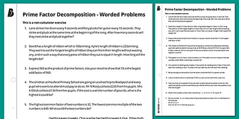 👉 Prime Factor Decomposition Worded Problems Ks3 Maths
