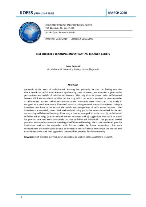 Pdf Self Directed Learning Investigating Learner Beliefs