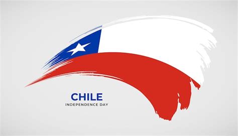 페인팅 효과 벡터 일러스트와 함께 칠레의 손 그리기 브러시 스트로크 플래그 프리미엄 벡터