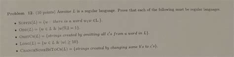 Solved Problem 12 10 Points Assume L Is A Regular