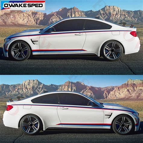 Tricolor Stripes Performance Car Waist Lines Sticker Door Side Decal