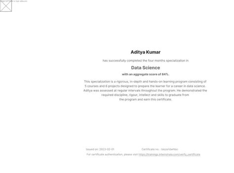 Data Science Certificate Of Graduation Pdf