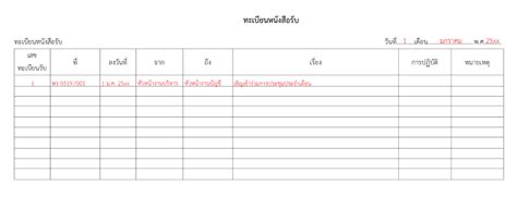 แบบฟอร์มหนังสือรับ ส่งเอกสาร ดาวน์โหลดได้ทั้งไฟล์ Word และ Pdf ดาวน์โหลด แบบพอร์ม