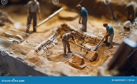 Miniature Construction Workers Installing Computer Ram Stock Image 351157189