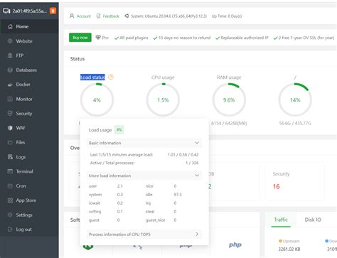 Server Load Not Show In All Page AaPanel Free Hosting Control Panel One Click LAMP LEMP