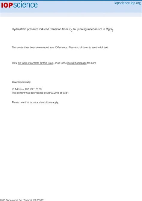 Pdf Hydrostatic Pressure Induced Transition From δtc To δℓ Pinning Profdocumacirarticles