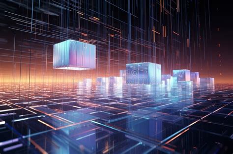 Visual Exploration Cube And Grid Space Depicted In D Rendering Stock Illustration