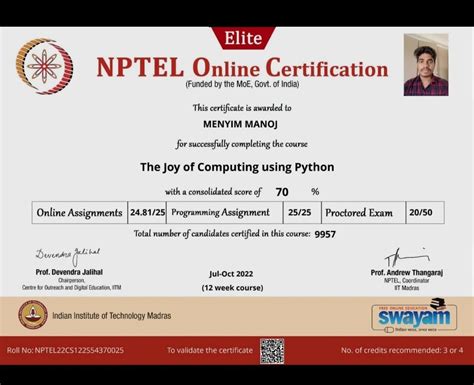 Menyim Manoj On Linkedin Nptel Python