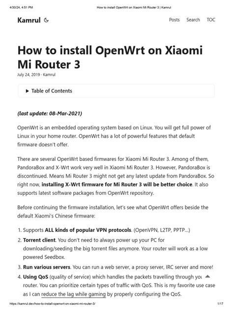 How To Install Openwrt On Xiaomi Mi Router 3 Kamrul Pdf Computer