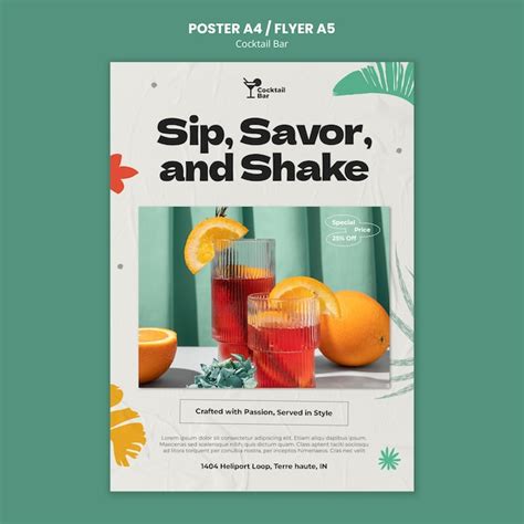 Premium Psd Cocktail Bar With Delicious Drinks Poster