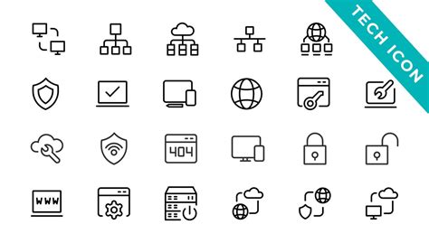 Information Technology Web Icon Set In Line Style Network Web Design