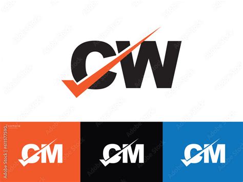 Initial Business Cw Wc Logo Letter And Check Mark Symbol 素材庫向量圖 Adobe