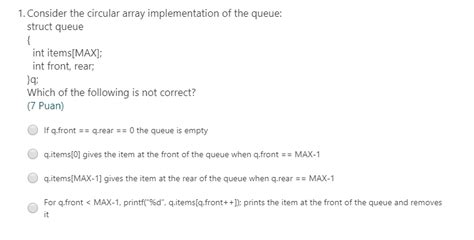 Solved 1 Consider The Circular Array Implementation Of The