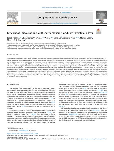 Pdf Efficient Ab Initio Stacking Fault Energy Mapping For Dilute Interstitial Alloys