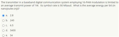 solved the transmitter in a baseband digital communication
