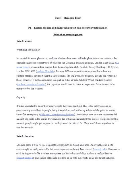Unit 4 Managing Event Assignment 1 Unit 4 Managing Event P1