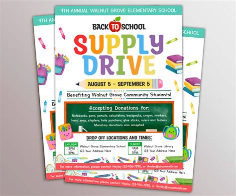 Editable Back To School Supply Drive Flyer — Posh Park