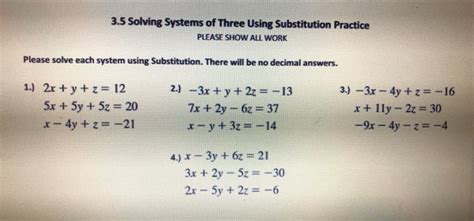 solved 3 5 solving systems of three using substitution