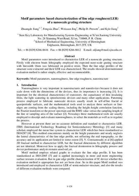 Pdf Motif Parameters Based Characterization Of Line Edge Roughness Of A Nanoscale Grating