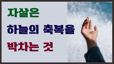 웰다잉 자살은 하늘의 축복을 스스로 박차는 것 Youtube