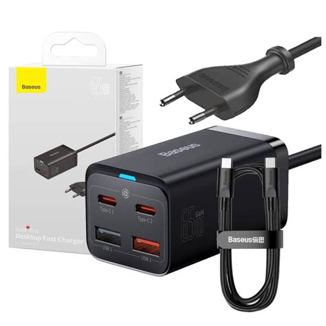 BASEUS GAN3 PRO DESKTOP FAST CHARGER 2X USB-C 65W BLACK