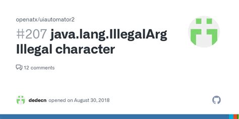 Java Lang IllegalArgumentException Illegal Character Issue Openatx Uiautomator GitHub