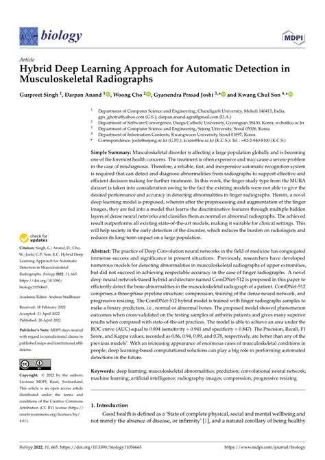 PDF Hybrid Deep Learning Approach For Automatic Detection In Musculoskeletal Radiographs