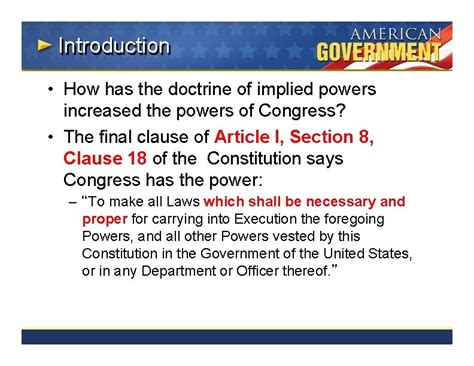Introduction How Has The Doctrine Of Implied Powers