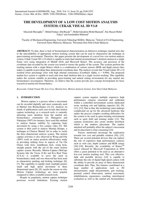 Pdf The Development Of A Low Cost Motion Analysis System Cekak