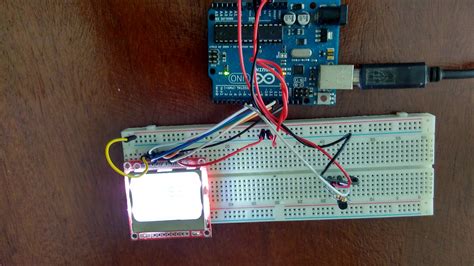 fritzing project lcd nokia 5110 sensor ds18b20
