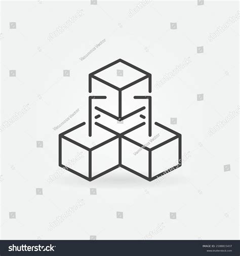 Three Connected Blocks Blockchain Technology Linear Stock Vector