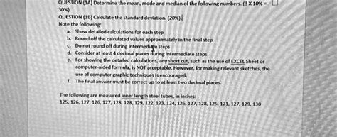Solved Question 1a Determine The Mean Mode And Median Of The