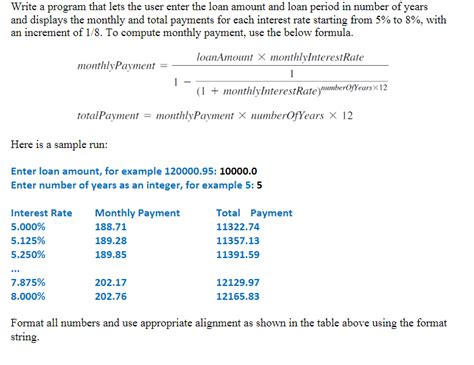 Solved Write A Program That Lets The User Enter The Loan Chegg