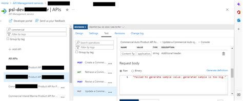 Getting Message Failed To Generate Sample Value Generated Sample Is